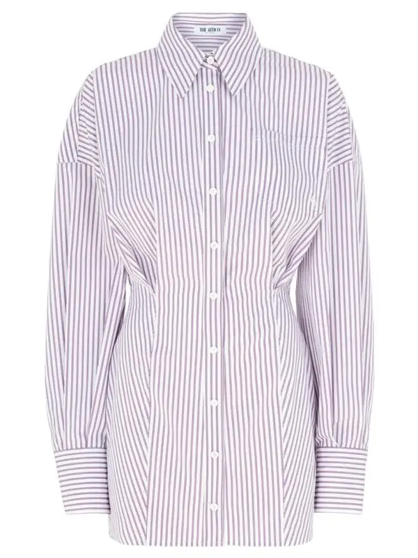 Attico Striped Mini Shirt Dress - White/purple