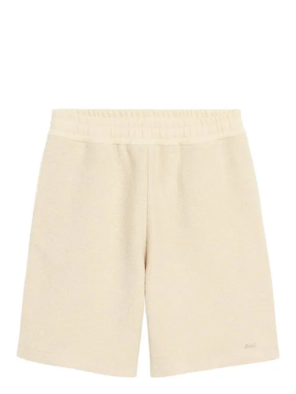 Ami Curly Logo Detailed Bermuda Shorts - Ivory