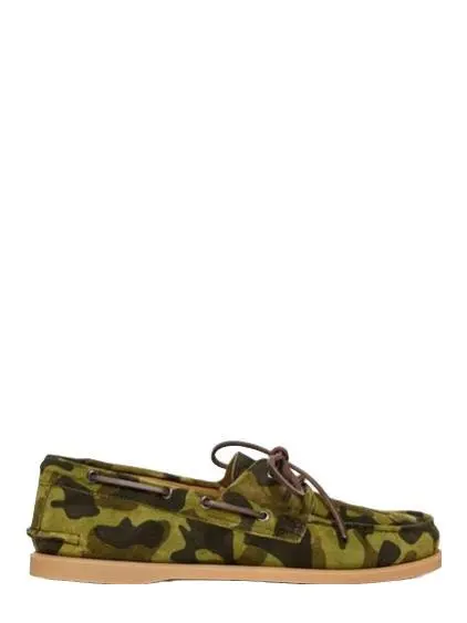 SCAROSSO Morgan Camo Boat Shoes - Green