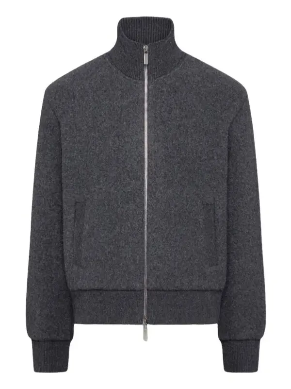 Thom Browne Zip-up Knitted Cardigan With Signature Stripe Detail - Black