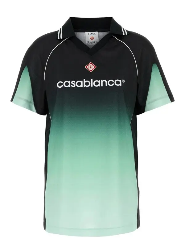 Casablanca Shaded Effect Polyester Football Top With Printed Logo - Multi-color