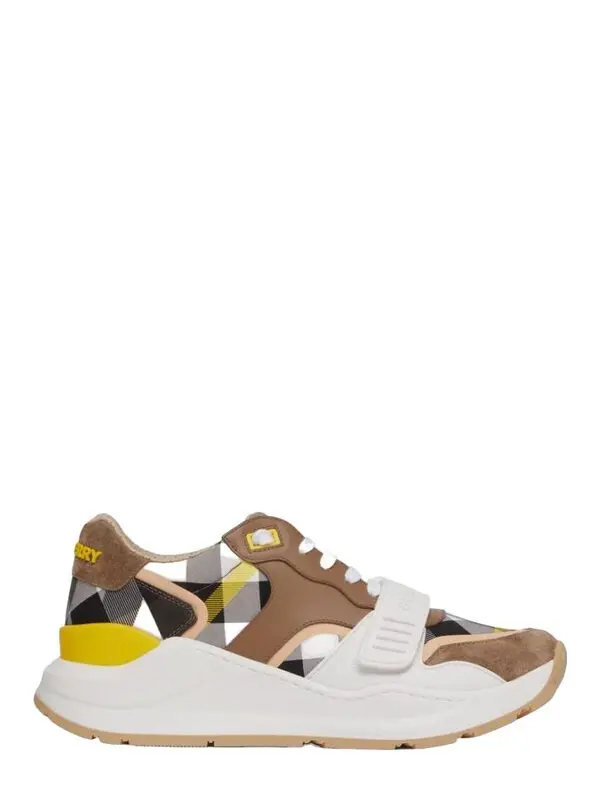 Burberry Checked Panel Sneakers - White