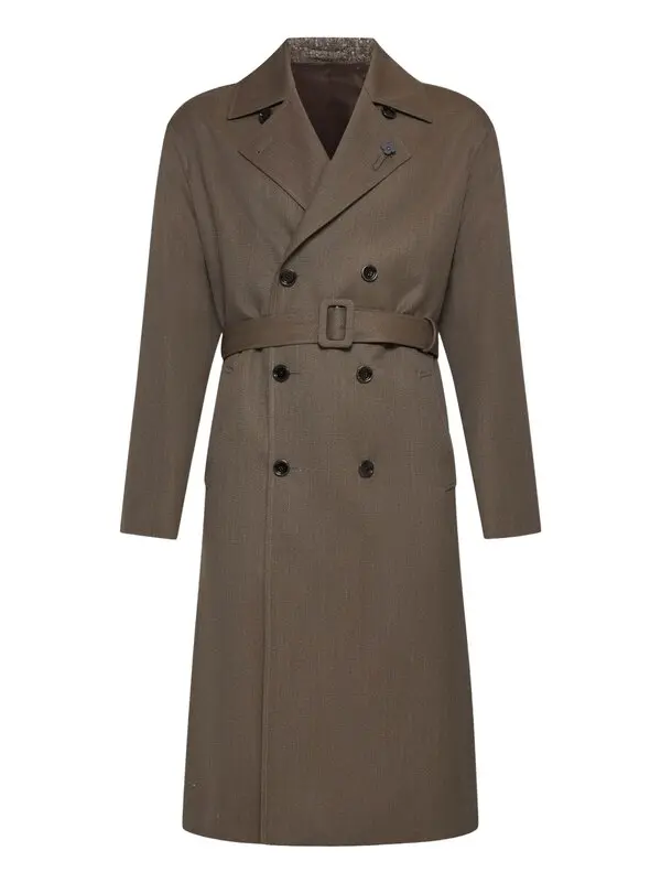 LARDINI Double-breasted Trench Coat - Brown