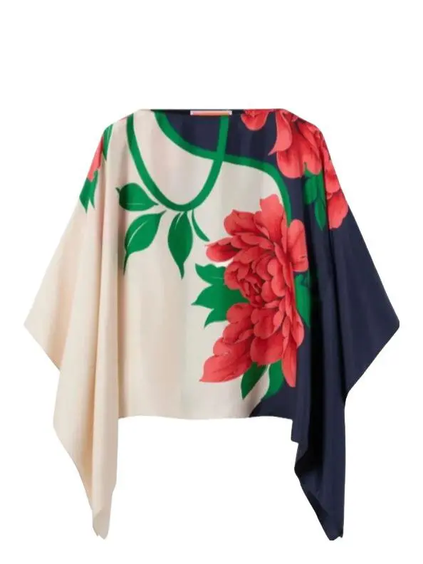 La DoubleJ Queen Peony Square Silk Top - Nude