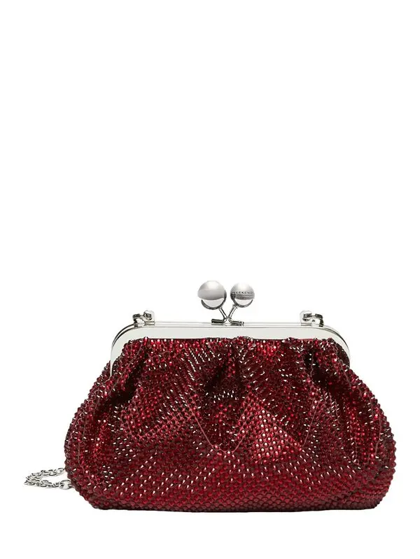 Max Mara Small Pasticcino Bag In Satin With Rhinestones - Red