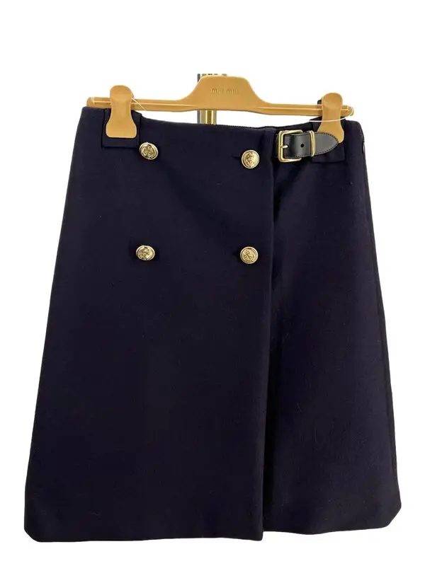 Miu Miu Double-breasted Skirt With Buckled Belt - Blue