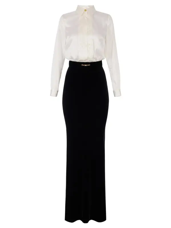 Elisabetta Franchi Maxi Dress With Removable Shirt - Black