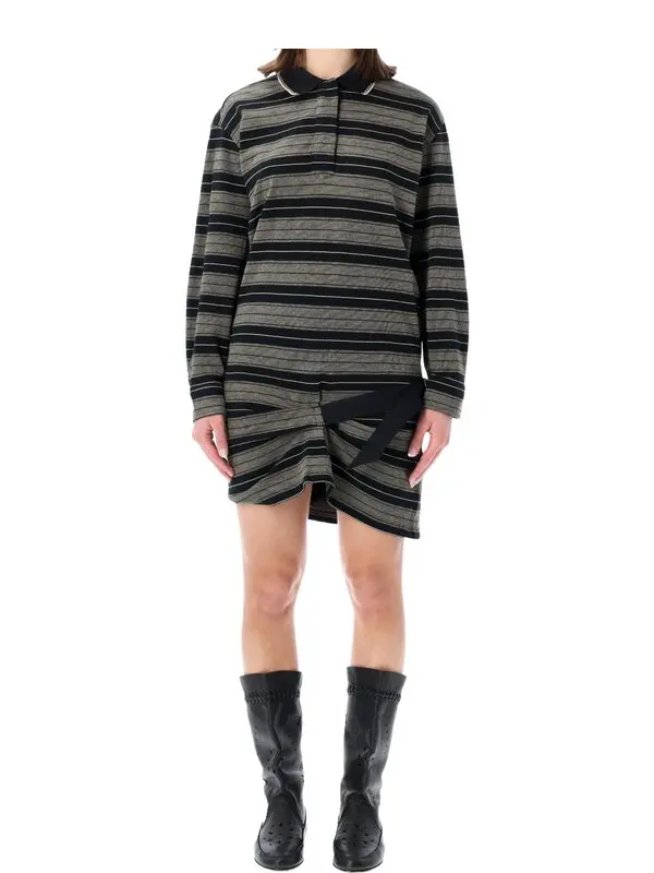 Isabel Marant Étoile Isea Striped Polo Mini Dress - Black