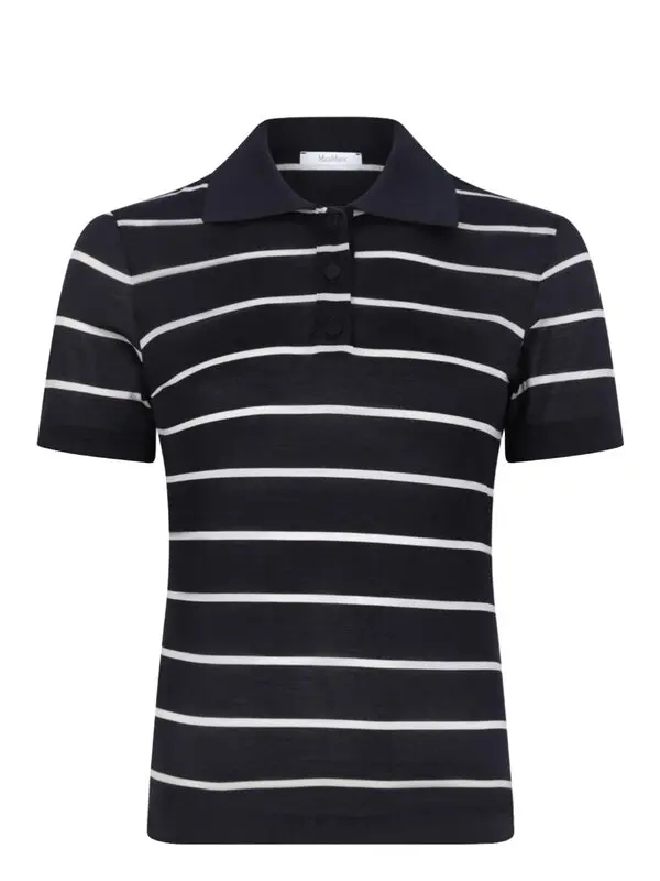 Max Mara Bellico Striped Short-sleeved Polo Shirt - Black