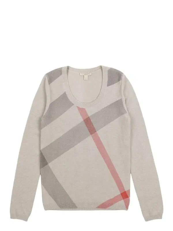 Burberry Long-sleeved Round Neck Sweater - Gray