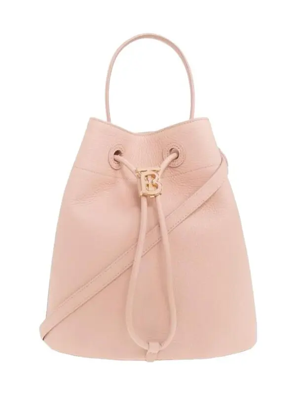 Burberry Logo Plaque Drawstring Bucket Bag - Pink