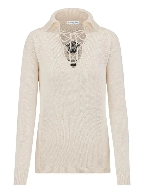 Dior Long Sleeve Sweater With Logo And Stars - Off White