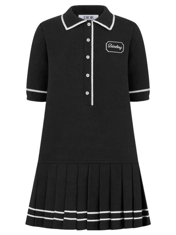 Dior Pleated Dress With Embroidery - Black