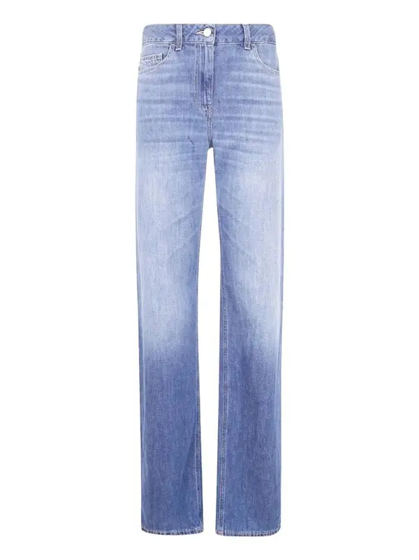 Elisabetta Franchi Wide-leg Jeans With Embroidered Logo - Blue