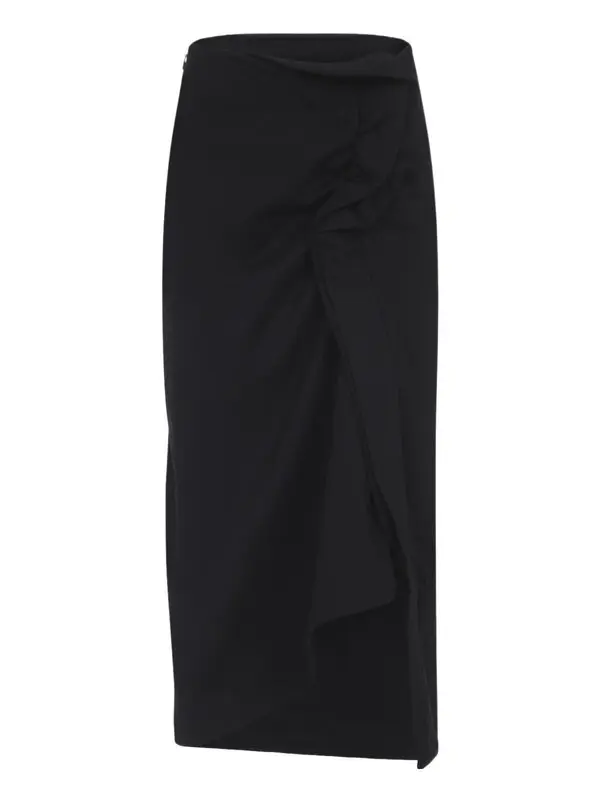 Dries Van Noten Asymmetric Hem Midi Skirt - Black