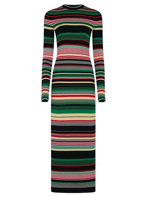 Rabanne Long Sleeve Striped Dress - Black