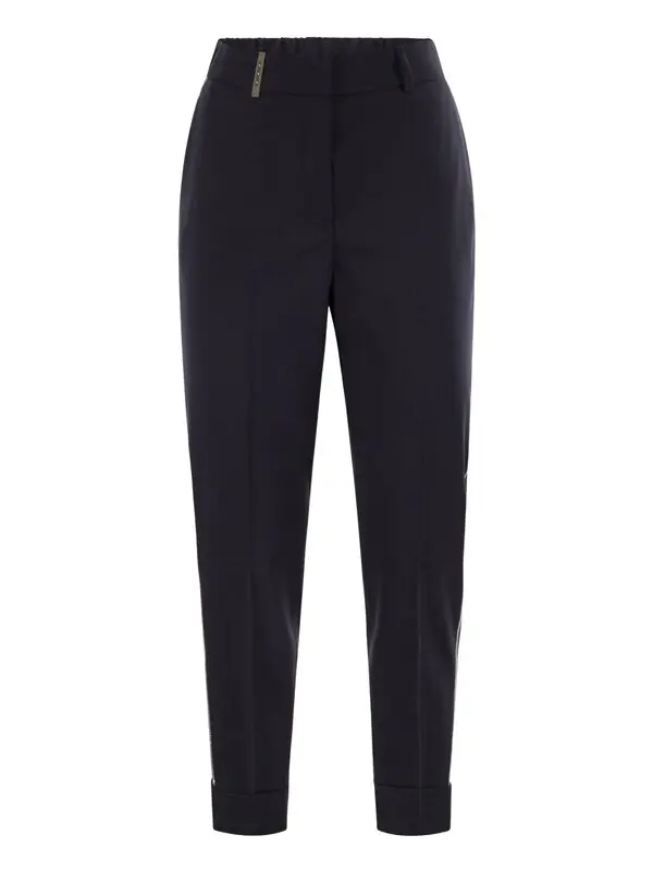 Peserico High-waist Slim-fit Trousers With Back Elastic Waistband - Black