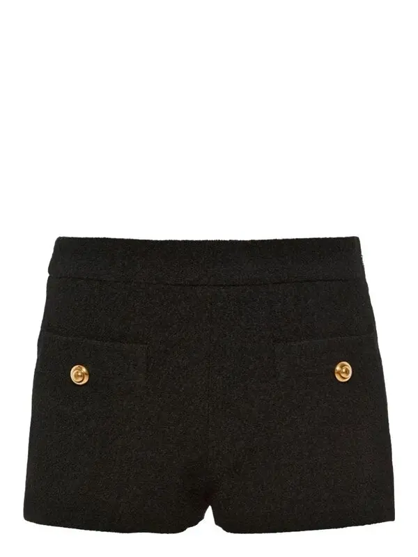 Miu Miu Bouclé Shorts With Button Detail - Black