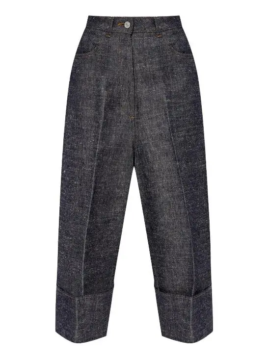 Givenchy Pleat Detailed Cropped Jeans - Denim Blue
