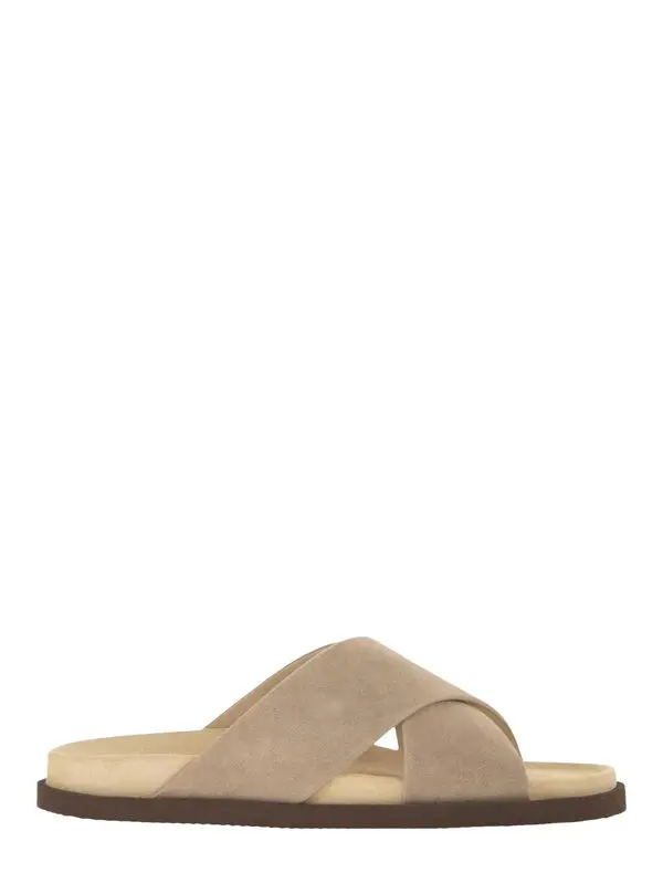 Brunello Cucinelli Crossover Strap Slip-on Sandals - Taupe