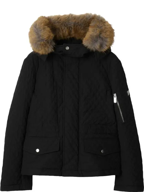 Burberry Quilted Cotton-blend Jacket With Drawstring Hood - Black