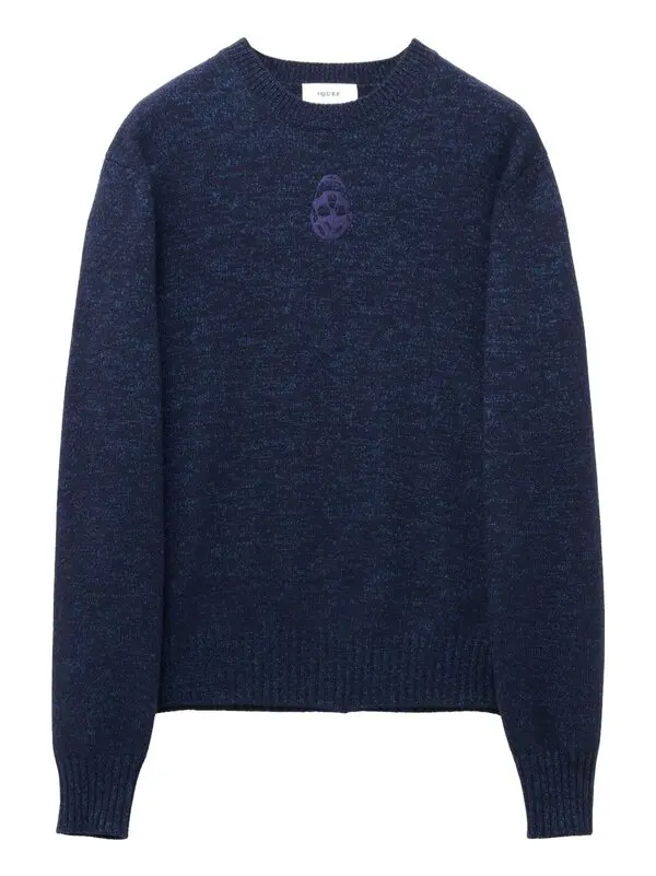 Alexander McQueen Skull Embroidered Crewneck Jumper - Indigo