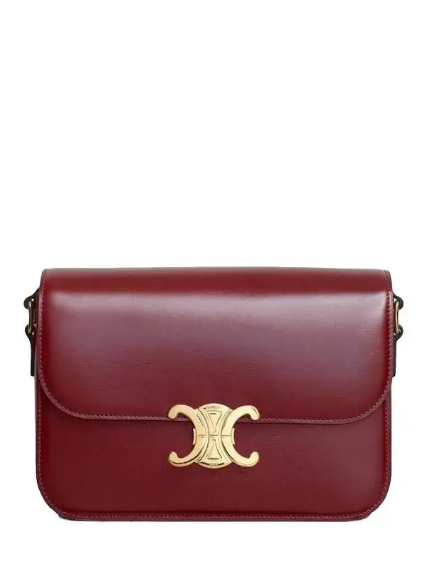 Celine Classique Triomphe Bag In Shiny Calfskin - Red