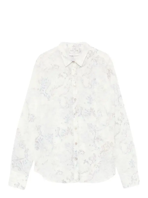 FORTE_FORTE Printed Long Sleeve Shirt - White