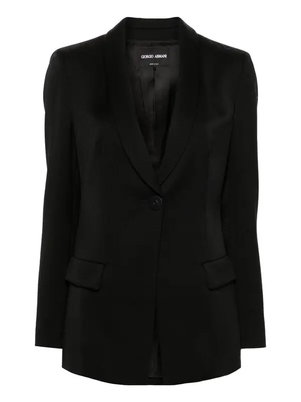 Giorgio Armani Single-breasted Twill Blazer - Black
