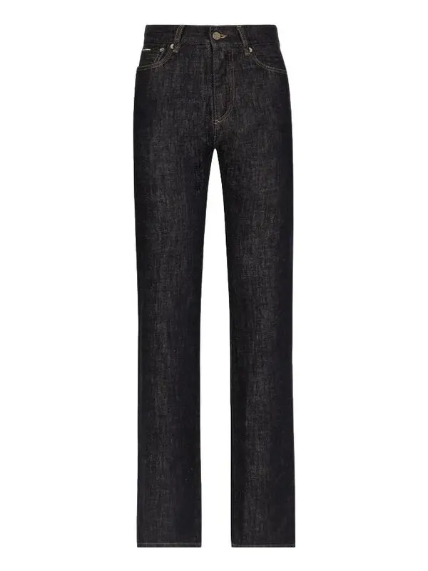 Dolce & Gabbana Embroidered Logo Straight-leg Denim Jeans - Blue