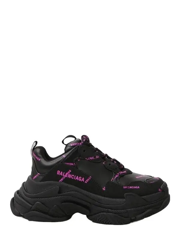 Balenciaga Triple S Sneakers With Full Logo Detailing - Black