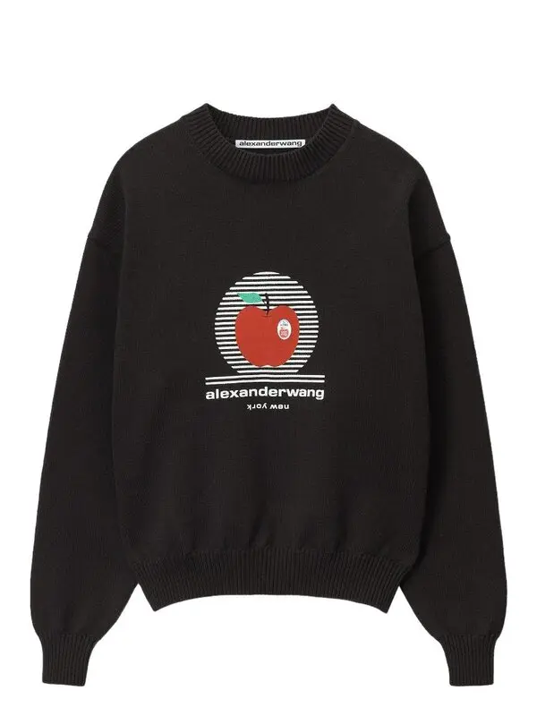 Alexander Wang Logo Printed Crewneck Jumper - Black