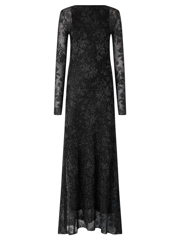 Pinko Openwork Long-sleeve Maxi Dress - Black