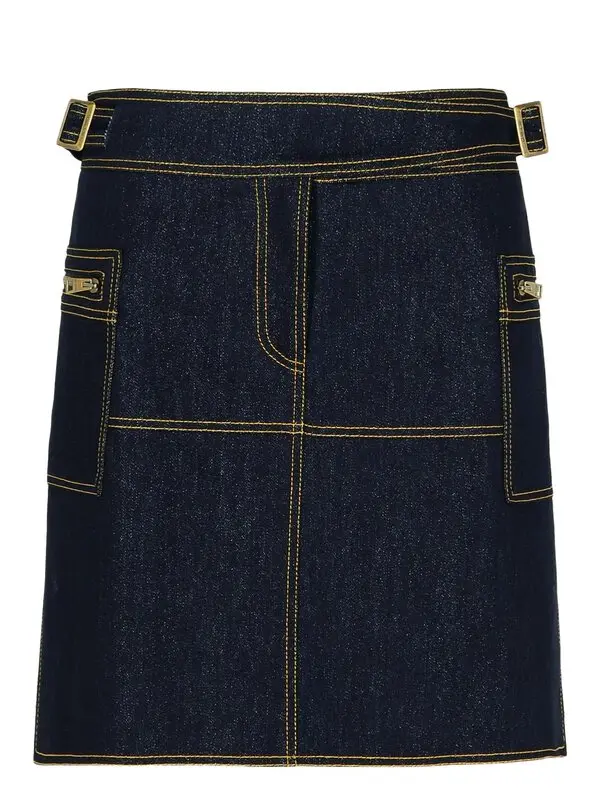 Etro Contrast-stitched Denim Mini Skirt - Black
