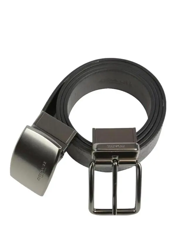 COACH Embossed Logo Reversible Leather Belt - Black