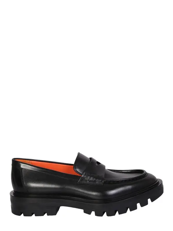 Santoni Round Head Loafer - Black