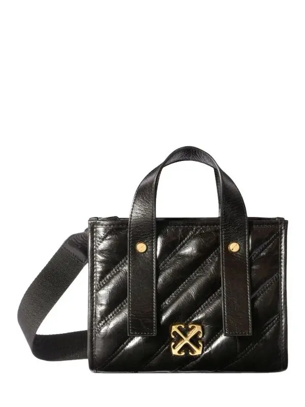 Off-White Quilted Tote Bag With Logo Detail - Black