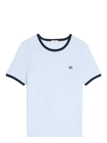 Celine 70's Triomphe T-shirt In Cotton Jersey - Silver Blue/navy Blue