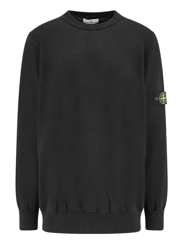 Stone Island Compass Patch Crewneck Jumper - Black