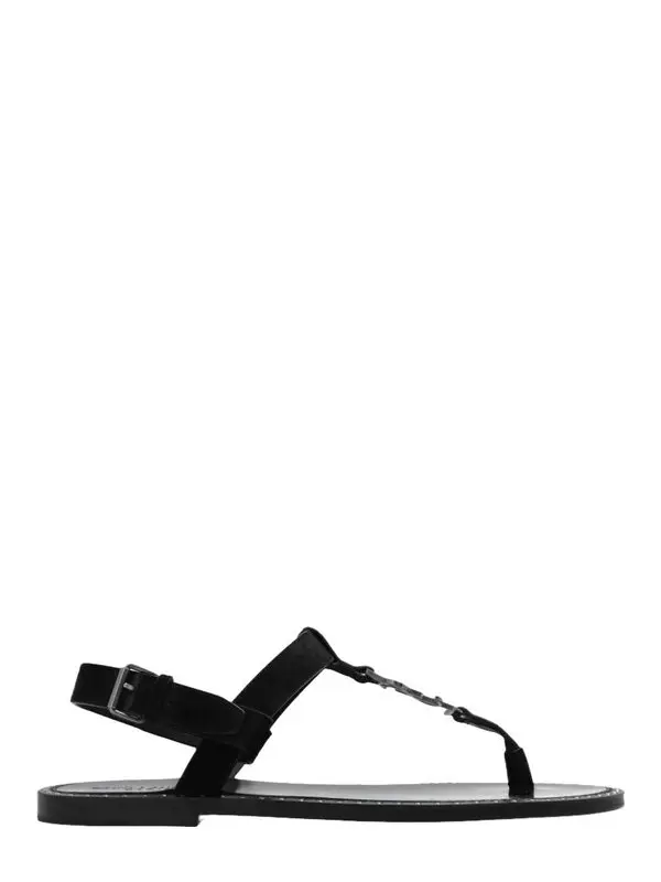 Saint Laurent Cassandra Logo Plaque Sandals - Black