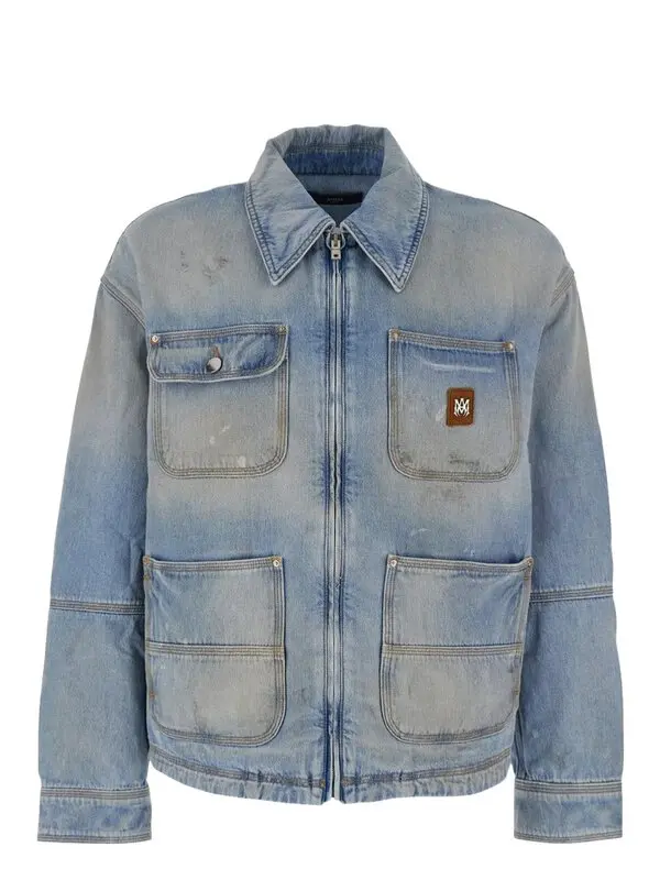 Amiri Logo Patch Denim Jacket - Gray