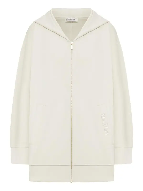 Max Mara Zip-up Hooded Jacket - White Ivory