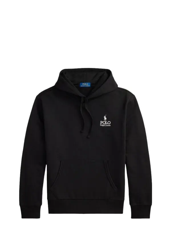 Polo Ralph Lauren Logo Embroidered Drawstring Hoodie - Black