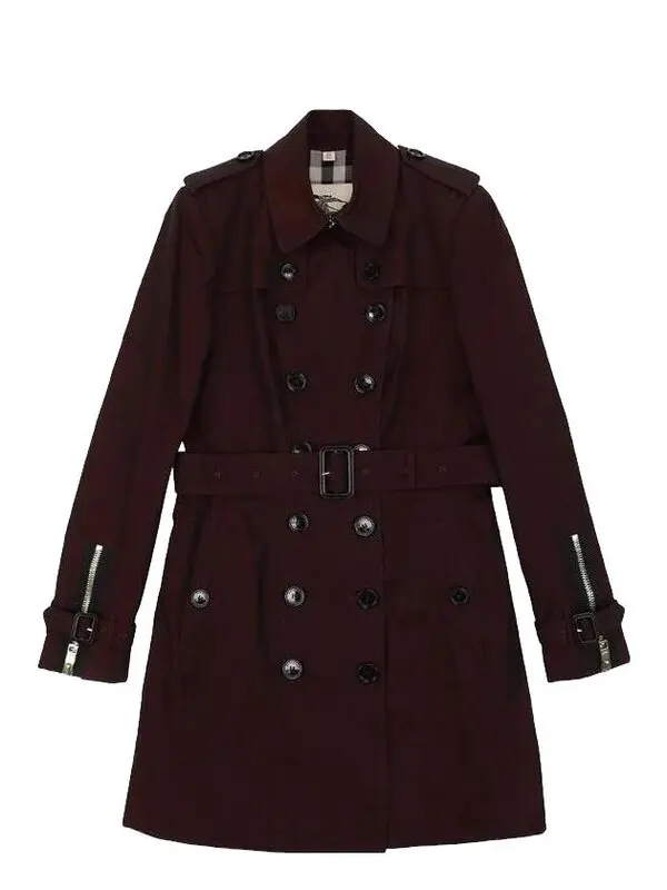 Burberry Double-breasted Trench Coat With Zipper Cuffs - Red