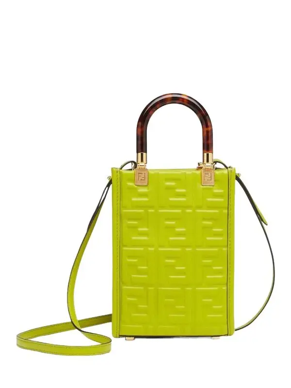 Fendi Acid Leather Mini Bag With Tortoiseshell Handle - Green