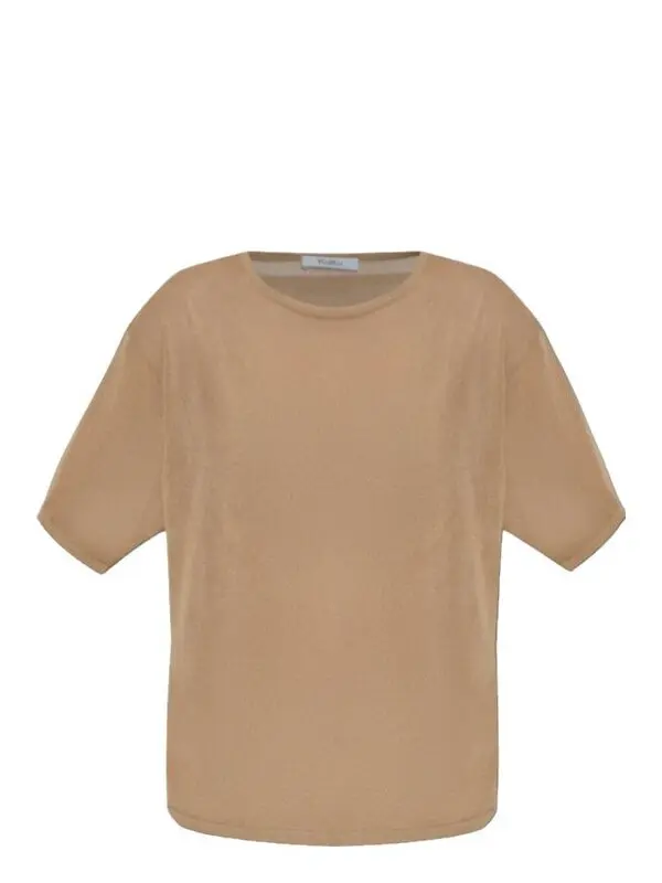 Max Mara Relaxed-fit Cotton And Viscose Sweater With Crew Neck And Short Sleeves - Beige