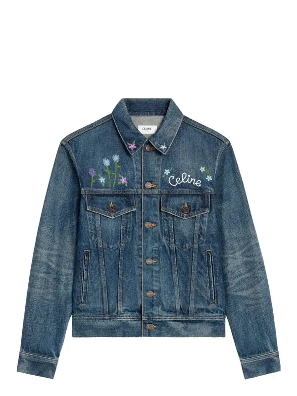 Celine Long Sleeve Embroidered Denim Jacket - No