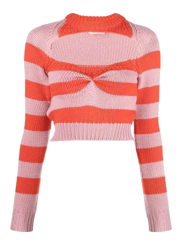 Marni Striped Cut-out Knitted Jumper - Pink