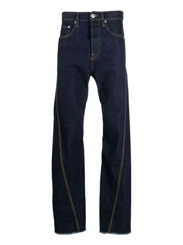 LANVIN Logo Patch Mid-rise Straight Leg Jeans - Black