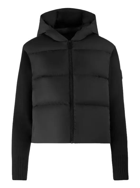 Canada Goose Cropped Hooded Zip-up Jacket With Knit Sleeves - Black